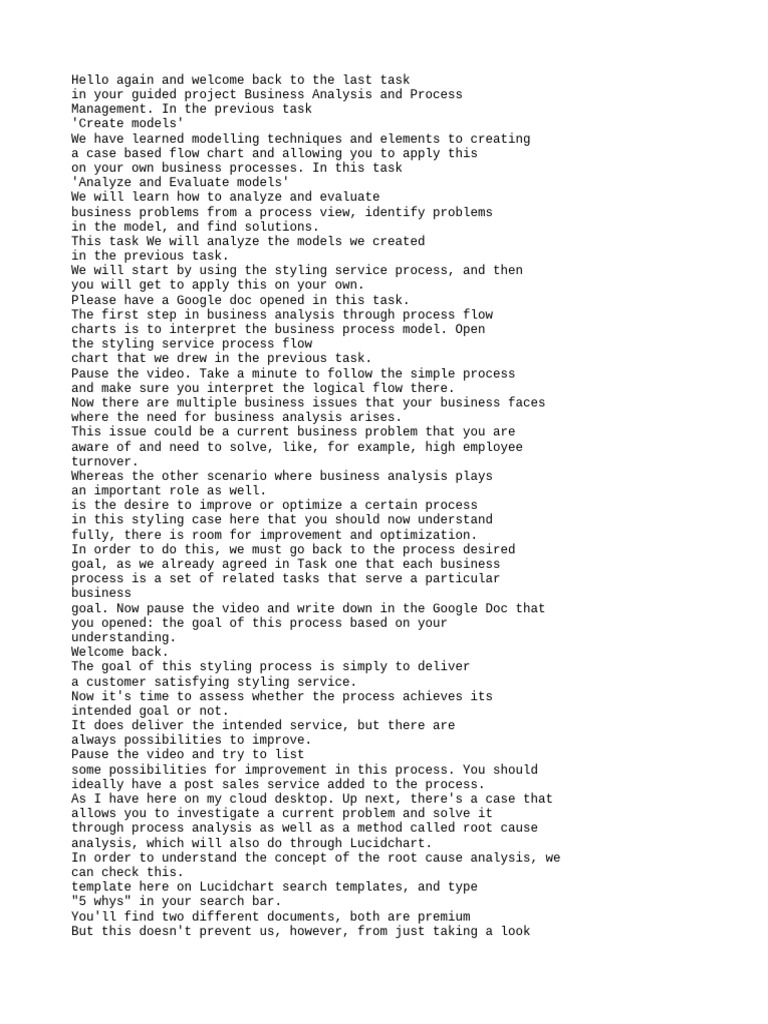 Analyze & Evaluate Models - Transcript | PDF | Business Analysis ...