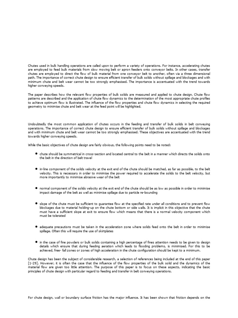 Chute Design Considerations For Feeding and Transfer | PDF | Stress ...