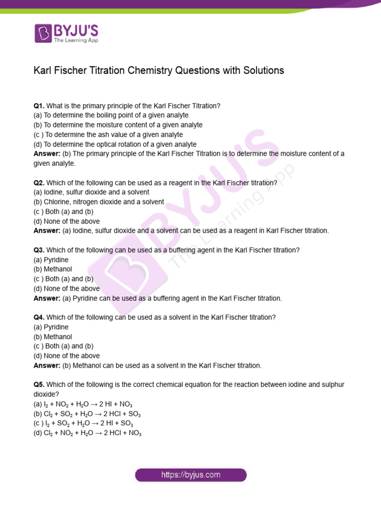 Karl Fischer Titration Q&A Guide | PDF | Titration | Chemistry