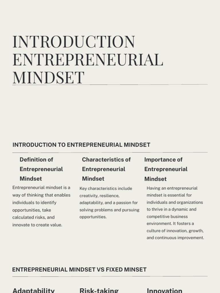 Understanding Entrepreneurial Mindset | PDF | Mindset | Entrepreneurship