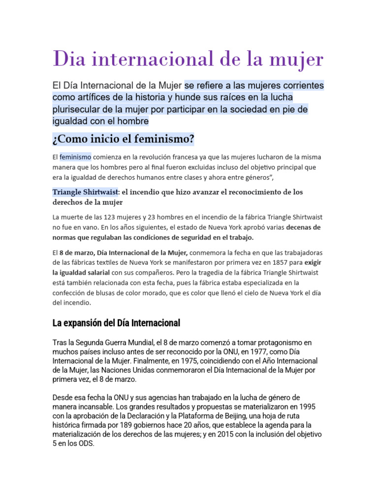 Dia internacional de la mujer | PDF | Mujer
