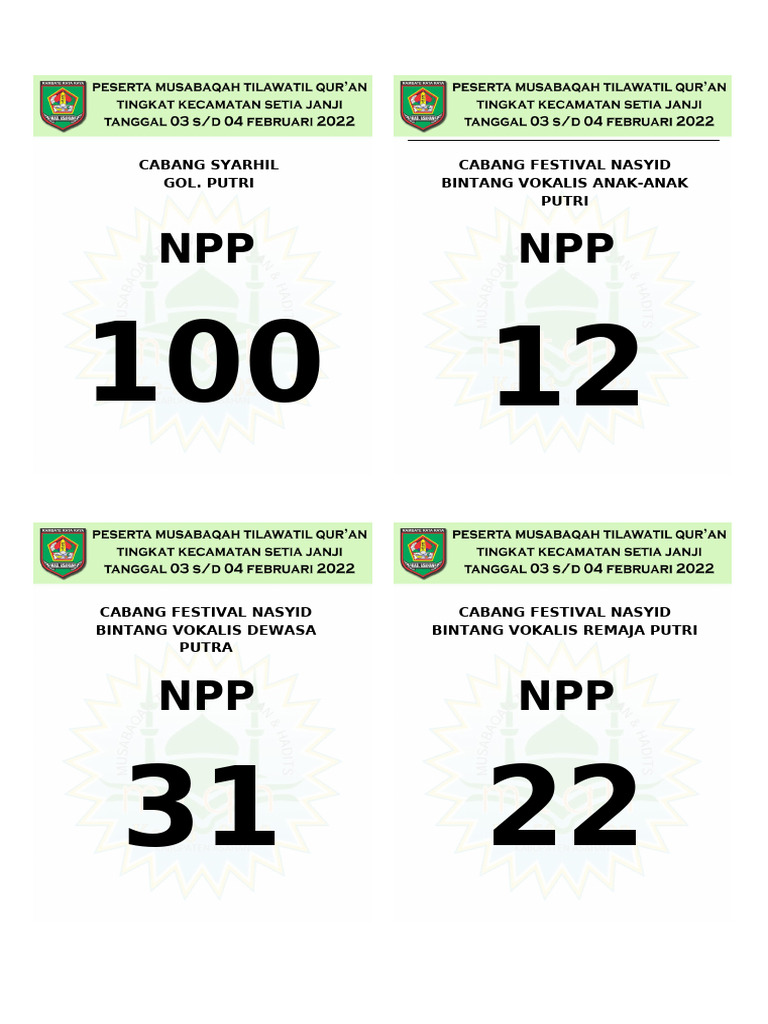 #NPP MTQ Dan Festival Nasyid | PDF