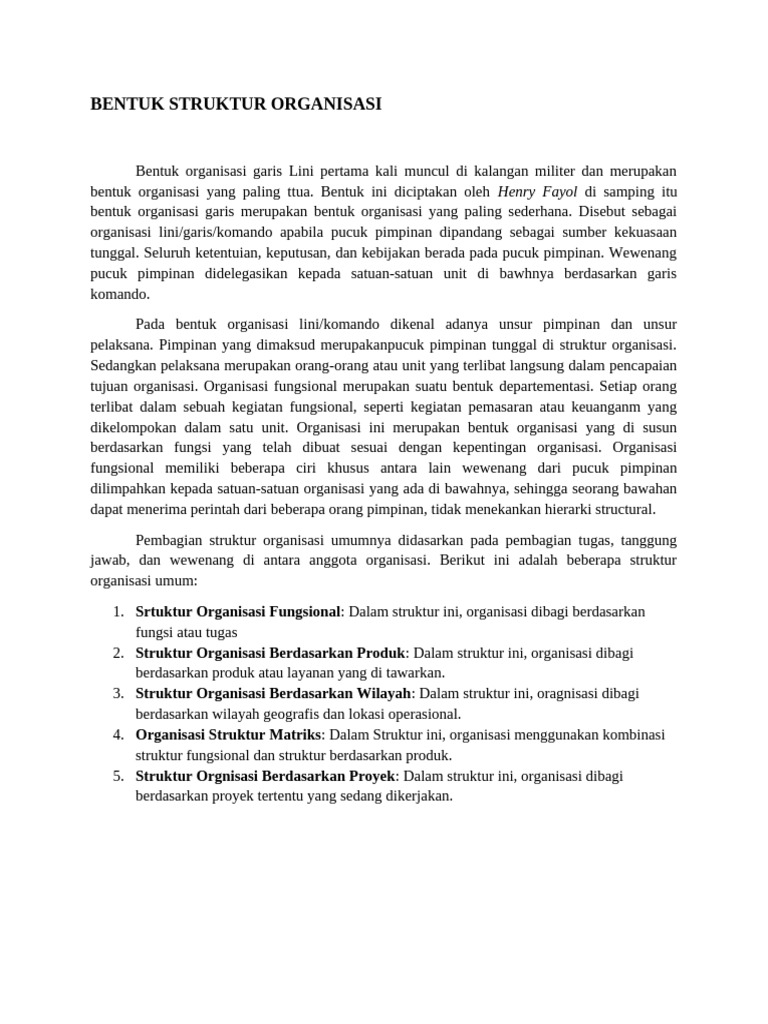 Jenis-Jenis Struktur Organisasi Efektif | PDF