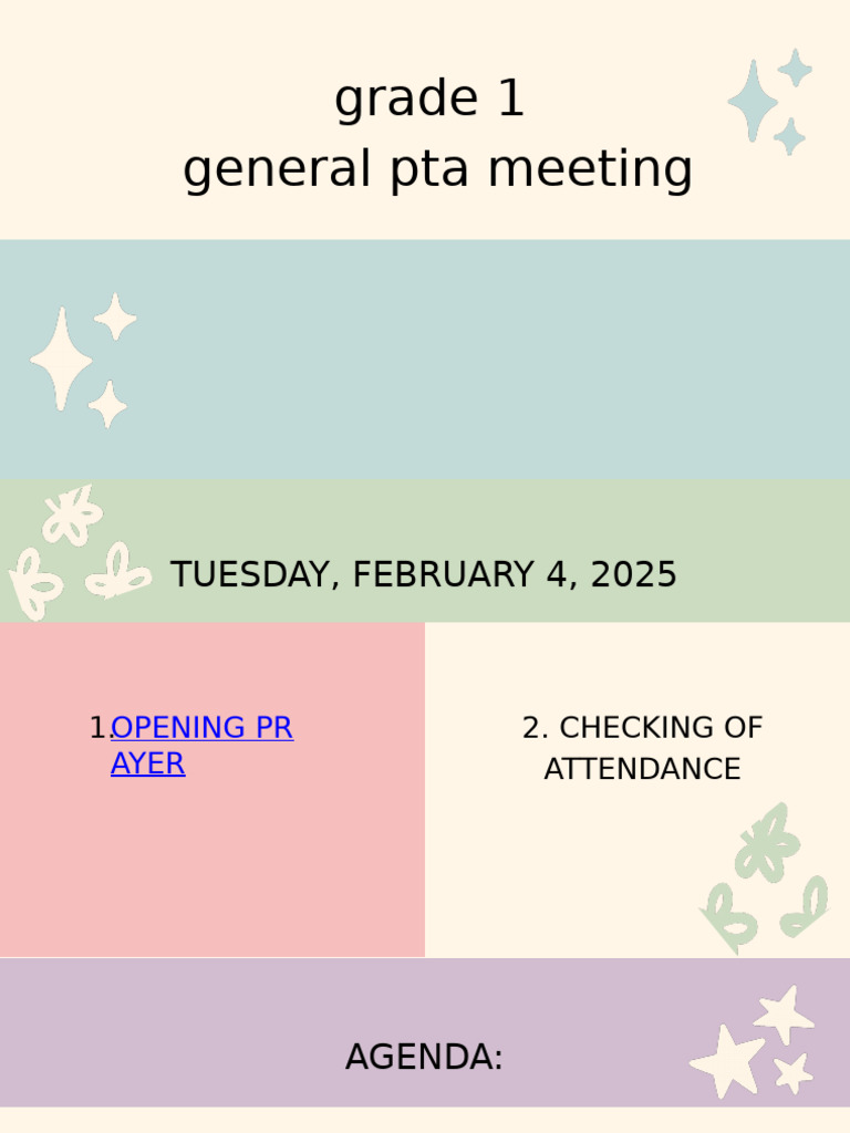 Grade 1 General Pta Meeting | PDF