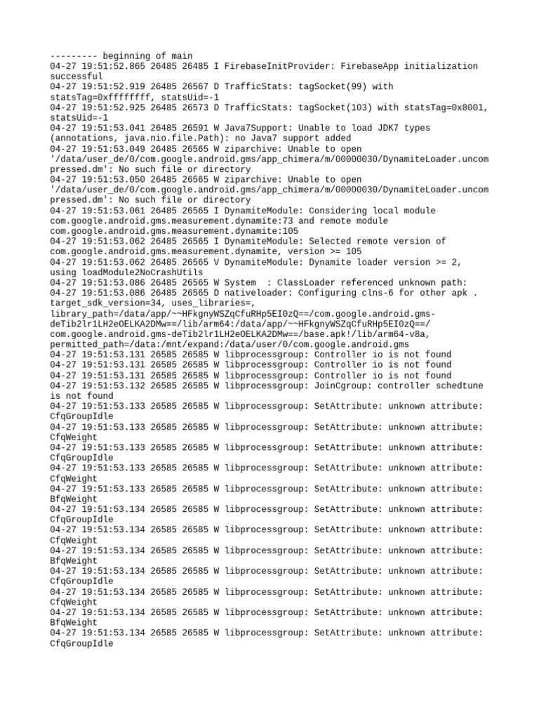 Firebase Initialization Log Analysis | PDF | Java (Programming Language ...