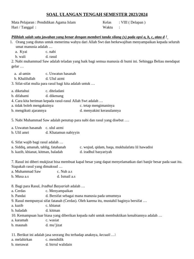 Soal Pts Genap 2023 Kelas 8 | PDF