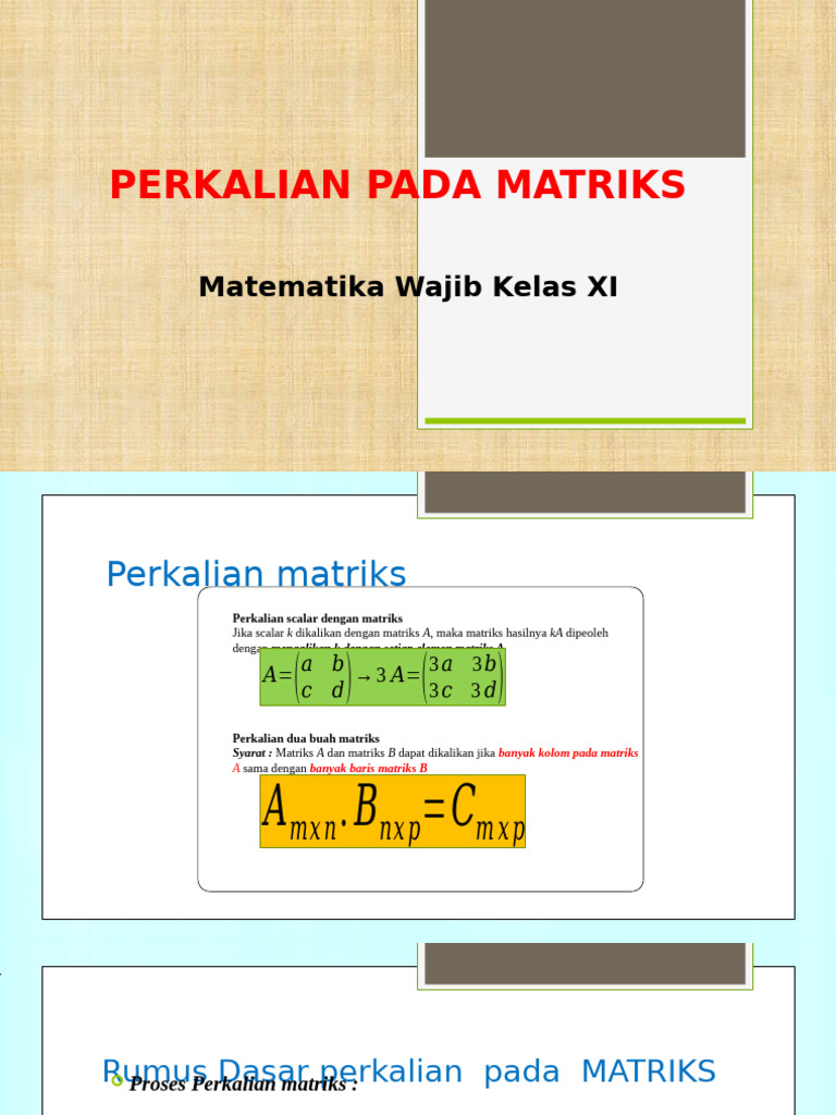 Materi Perkalian Matriks Kelas XI | PDF