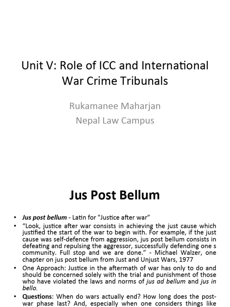 Unit V - Role of ICC and International War Crime Tribunals | PDF ...