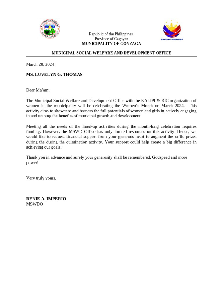 SOLICITATION Letter Women | PDF