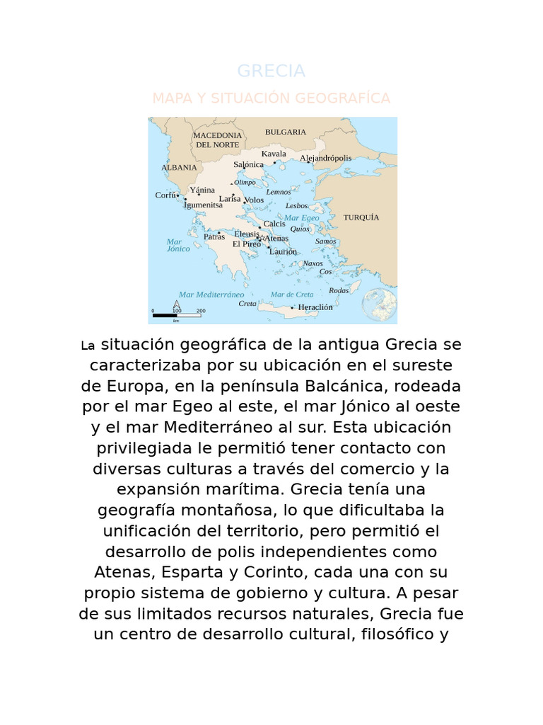 Grecia: Mapa Y Situación Geografíca | PDF | Antigua Grecia | Esparta