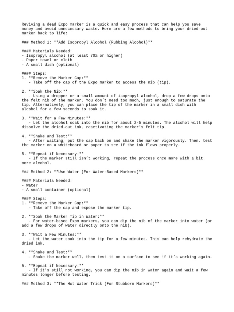 Reviving A Dead Expo Marker | PDF