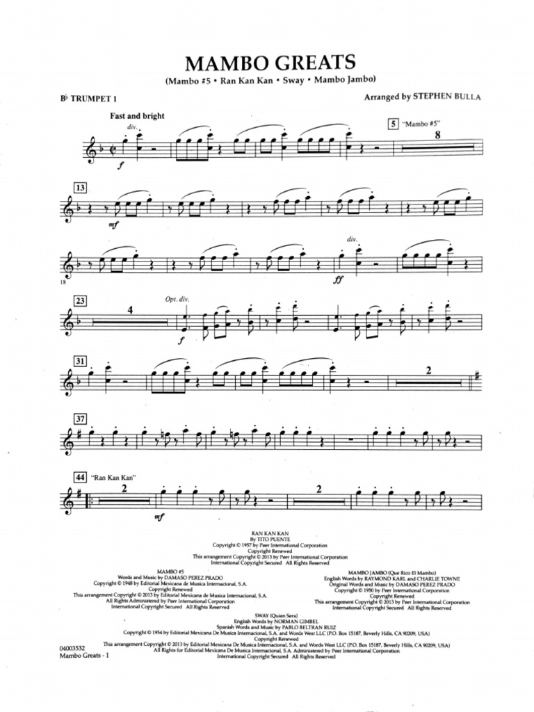 Mambo Greats Tpts | PDF