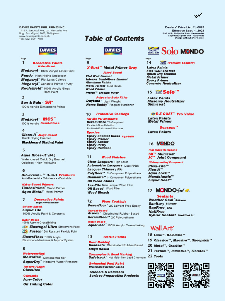 Davies Paints Price List 2024 | PDF | Paint | Acrylic Paint