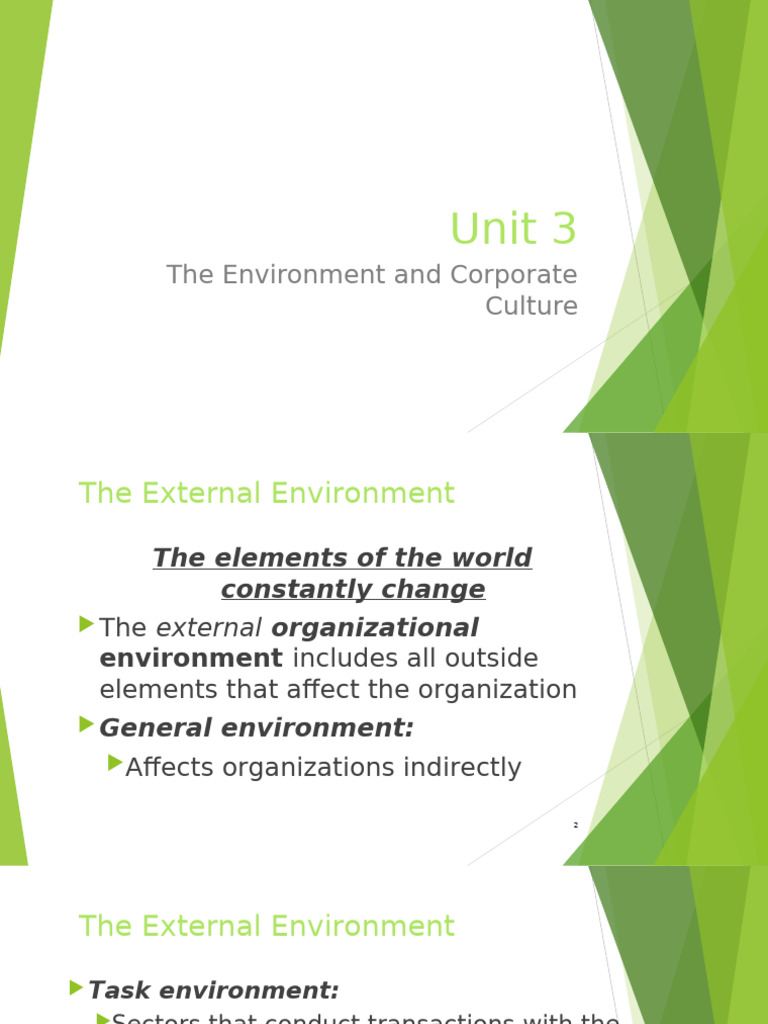 Unit 3 - Environment and Corporate Culture | PDF | Organizational ...