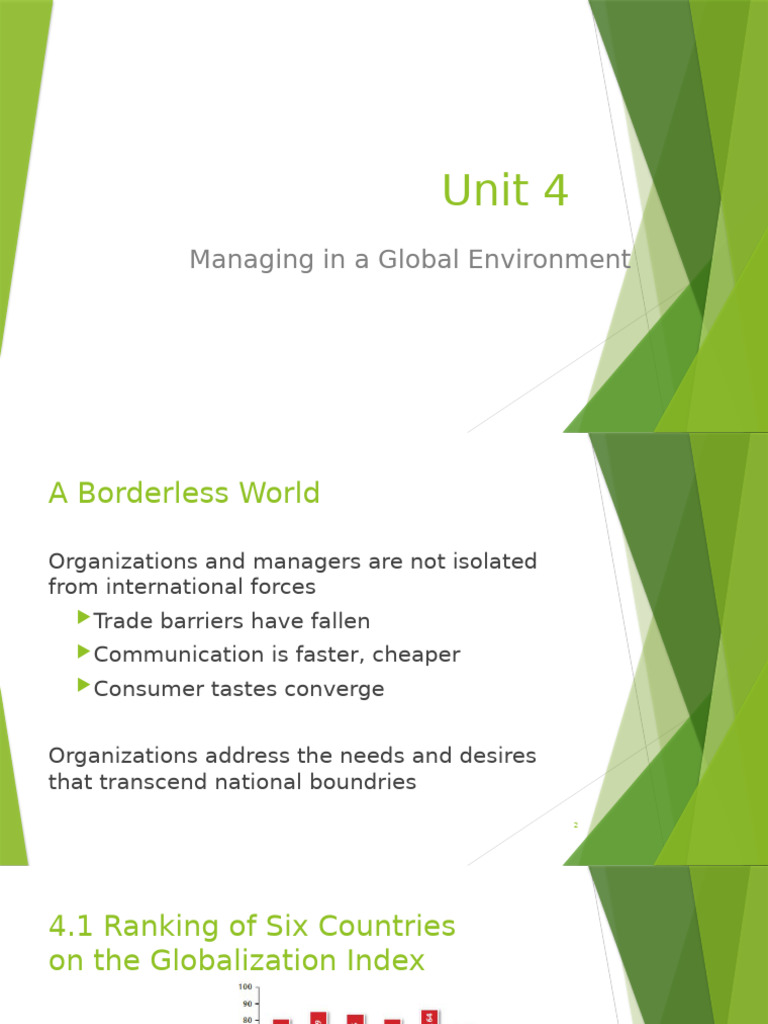 Unit 4 - Managing in a Global Environment(1) | PDF | Multinational Corporation | Globalization