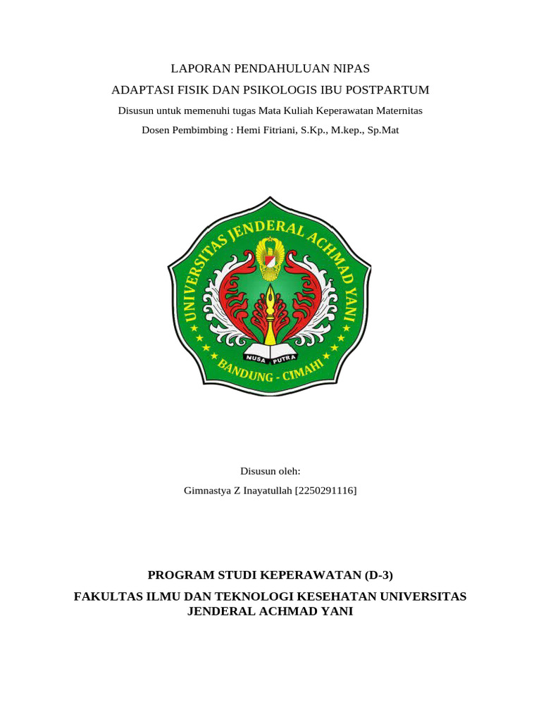 Laporan Pendahuluan Nipas | PDF