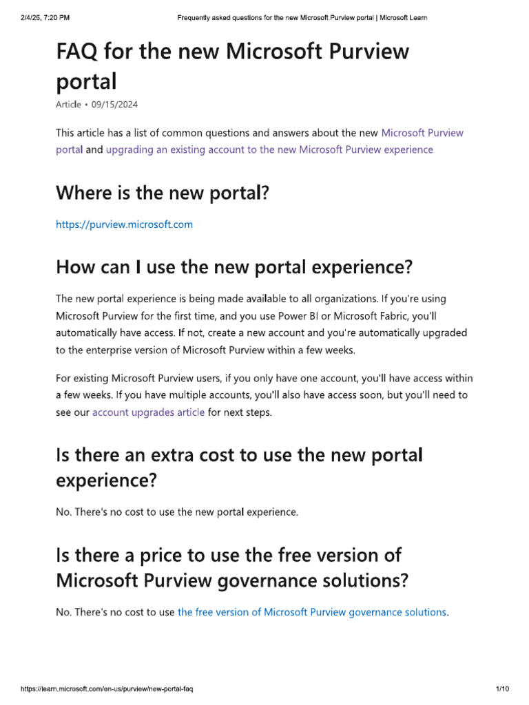 FAQ for the new Microsoft Purview portal | PDF