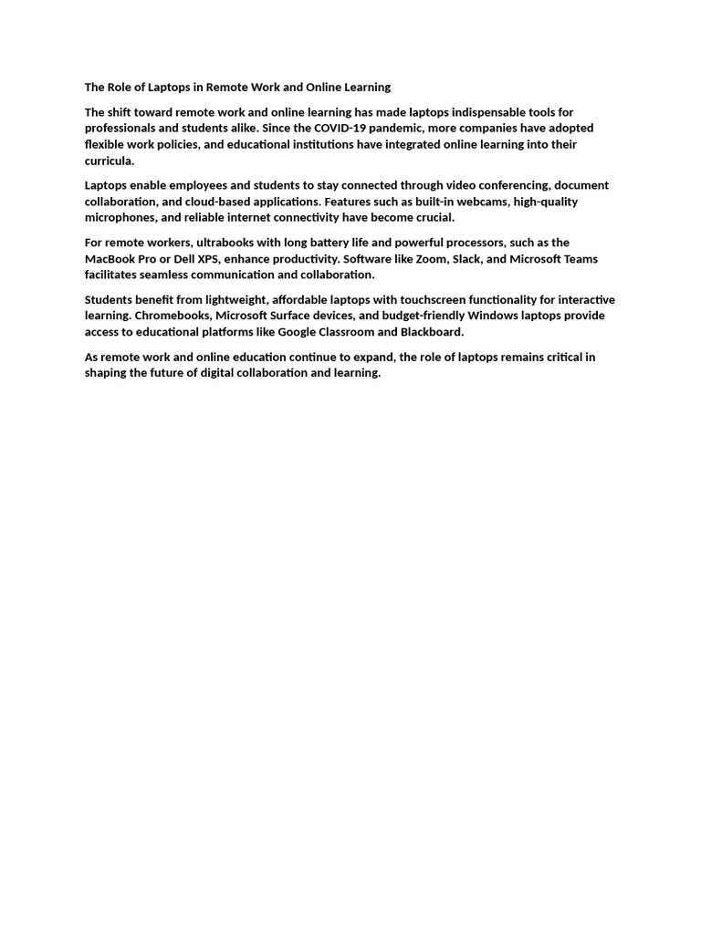 The Role of Laptop | PDF