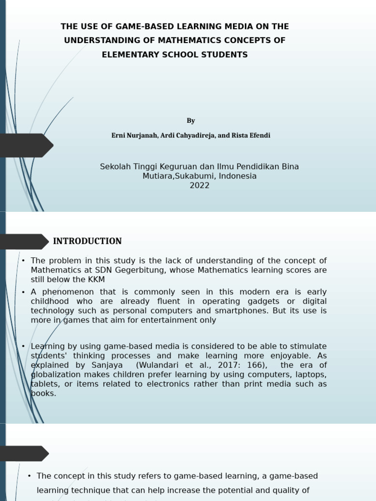 Game Based Learning Inggris1 | PDF | Learning | Sampling (Statistics)