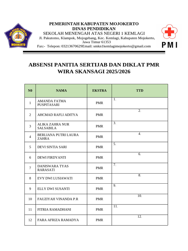 Absensi Panitia S&D 24.25 | PDF