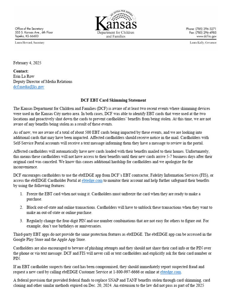 Skimming Devices Affects Hundreds of EBT Cards in Kansas City Metro ...