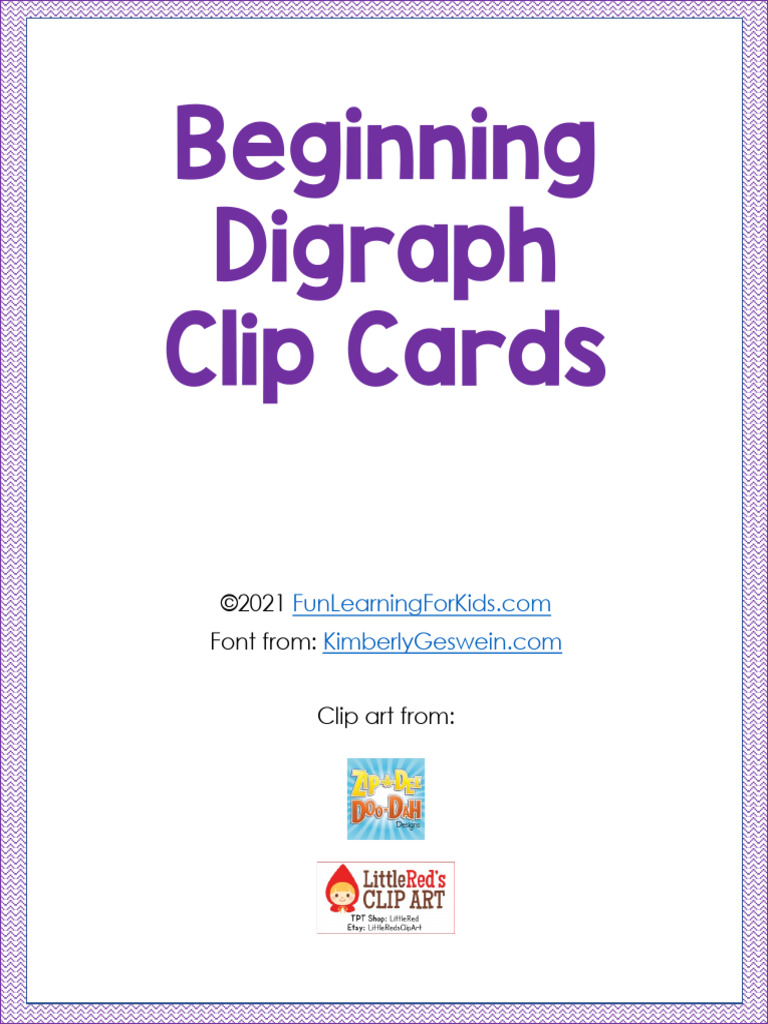 Beginning Digraphs Clip Cards | PDF | Computing