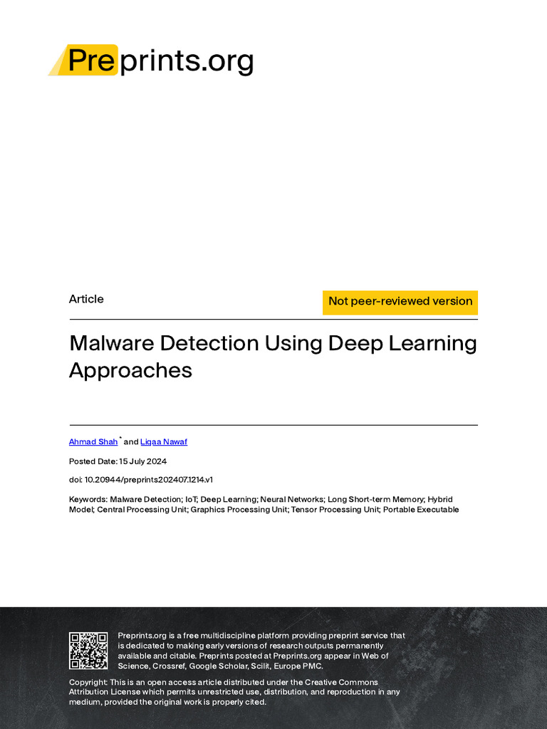 preprints202407.1214.v1 | PDF | Deep Learning | Malware