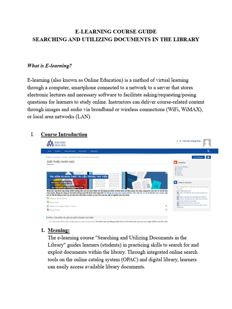 E-LEARNING COURSE GUIDE | PDF