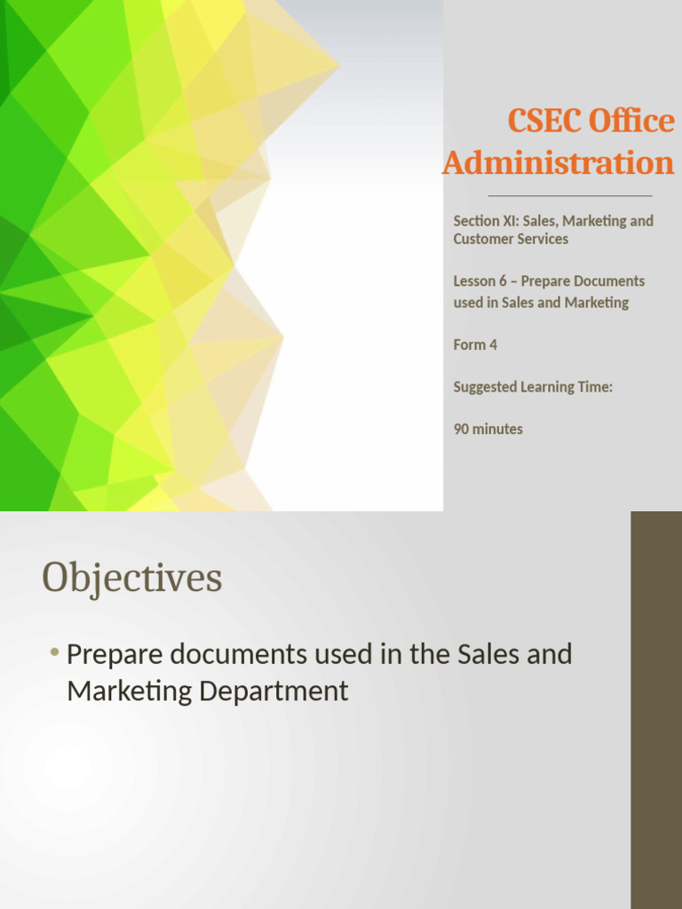 Sales, Marketing and Customer Service - Lesson 6 | PDF | Value Added ...