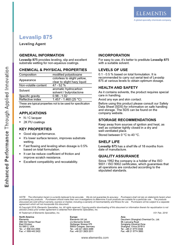 614 154588 Levaslip 875 TDS E | PDF | Wetting | Coating