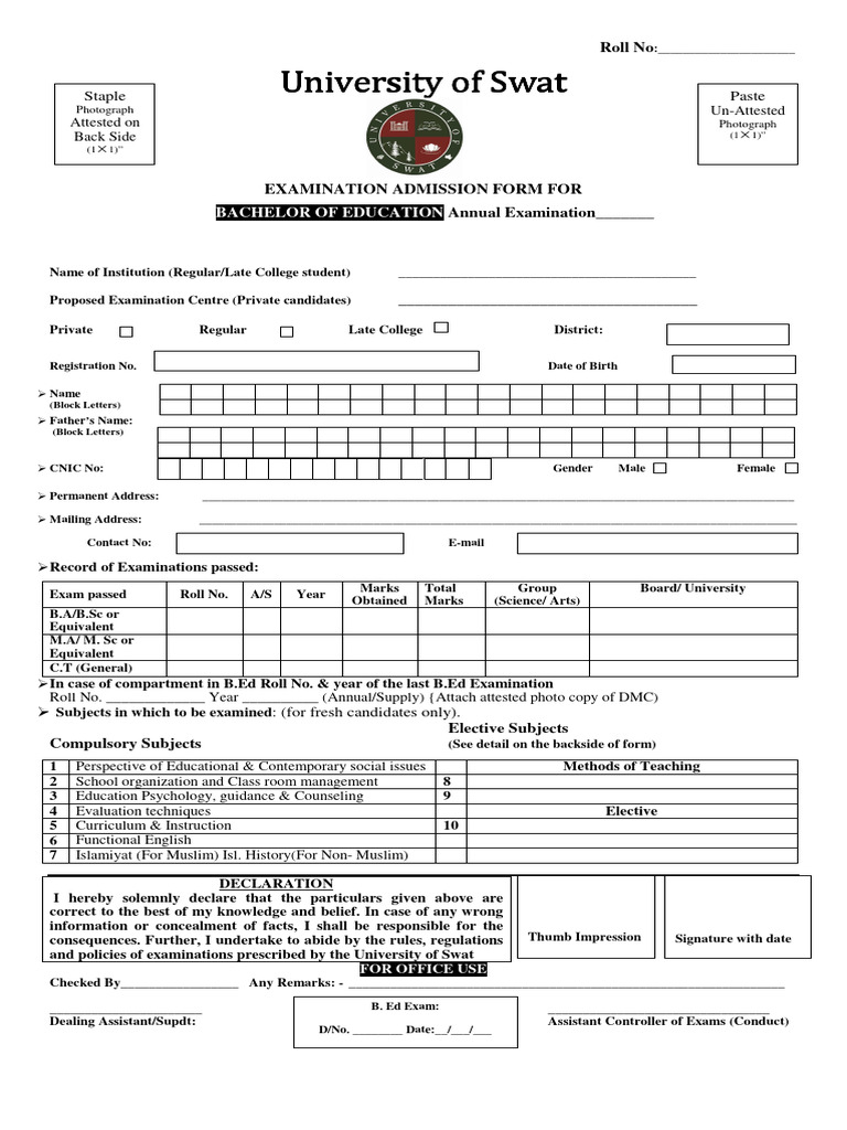 Admission_Form_B.Ed | PDF