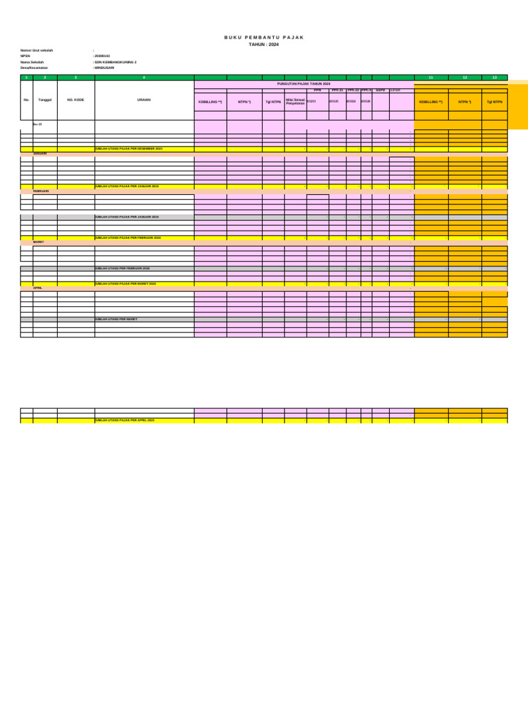 Buku Utang Pajak Bos Format Bpk Baru Tanjungsari II | PDF