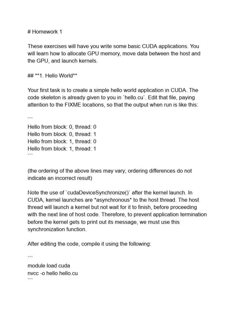 CUDA Exercises | PDF | Kernel (Operating System) | Thread (Computing)