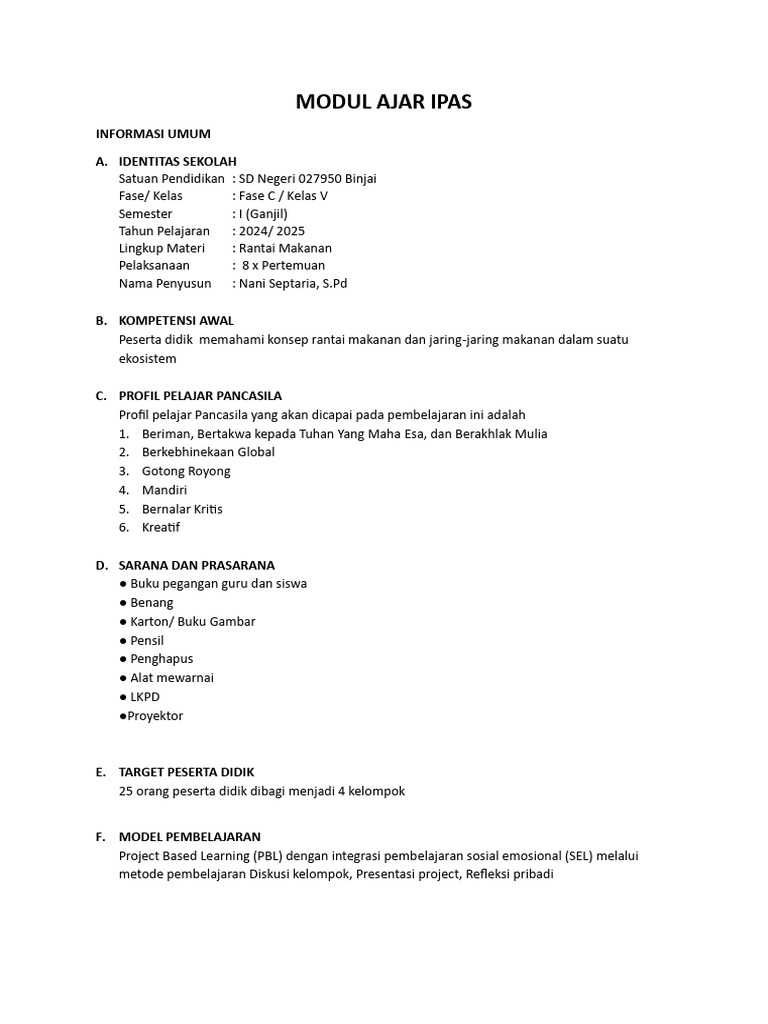 MODUL AJAR IPAS PSE | PDF