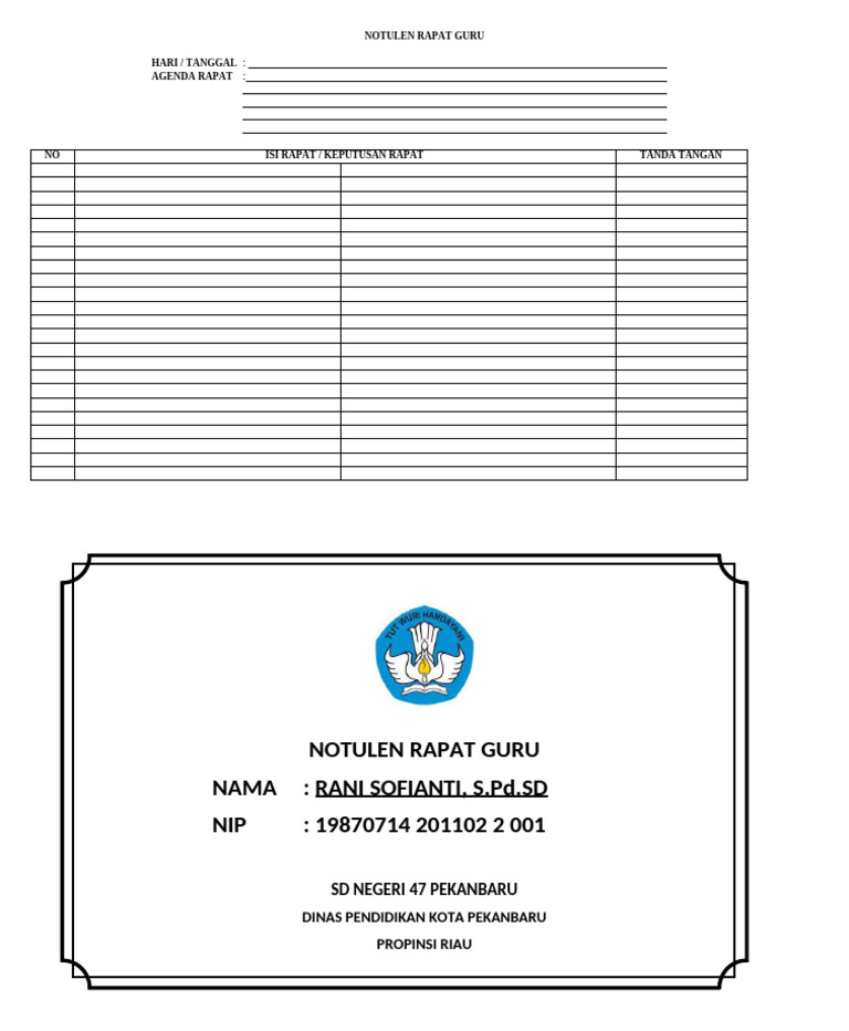 Format Notulen Rapat Guru | PDF