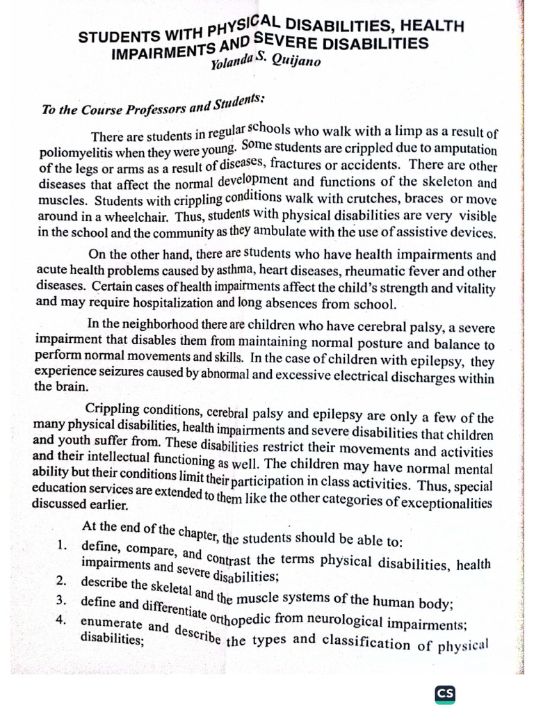 Physical Disabilities Health Impairments Severe Disabilities 31 | PDF