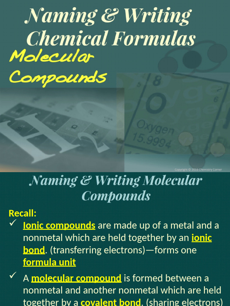 2 Naming Molecular Compounds PowerPoint | PDF | Chemical Compounds ...