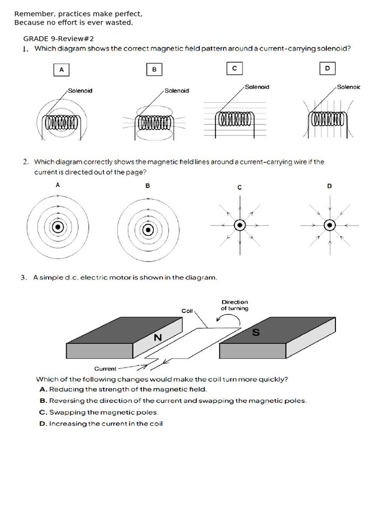 Grade 9 Electromagnet Review | PDF