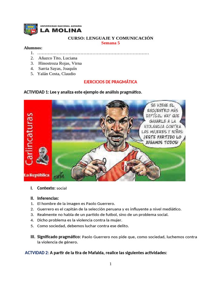 HOJA DE PRÁCTICA Semana 5 | PDF