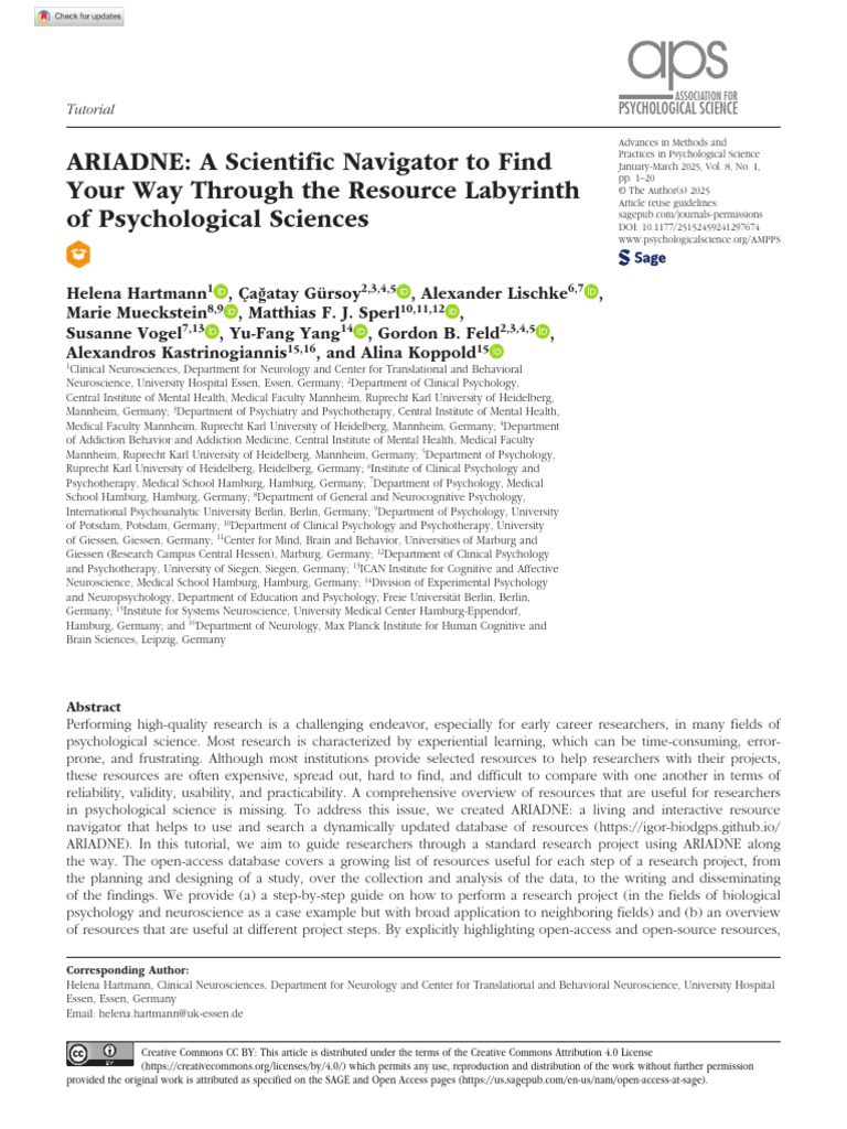Hartmann Et Al 2025 Ariadne A Scientific Navigator To Find Your Way Through The Resource ...