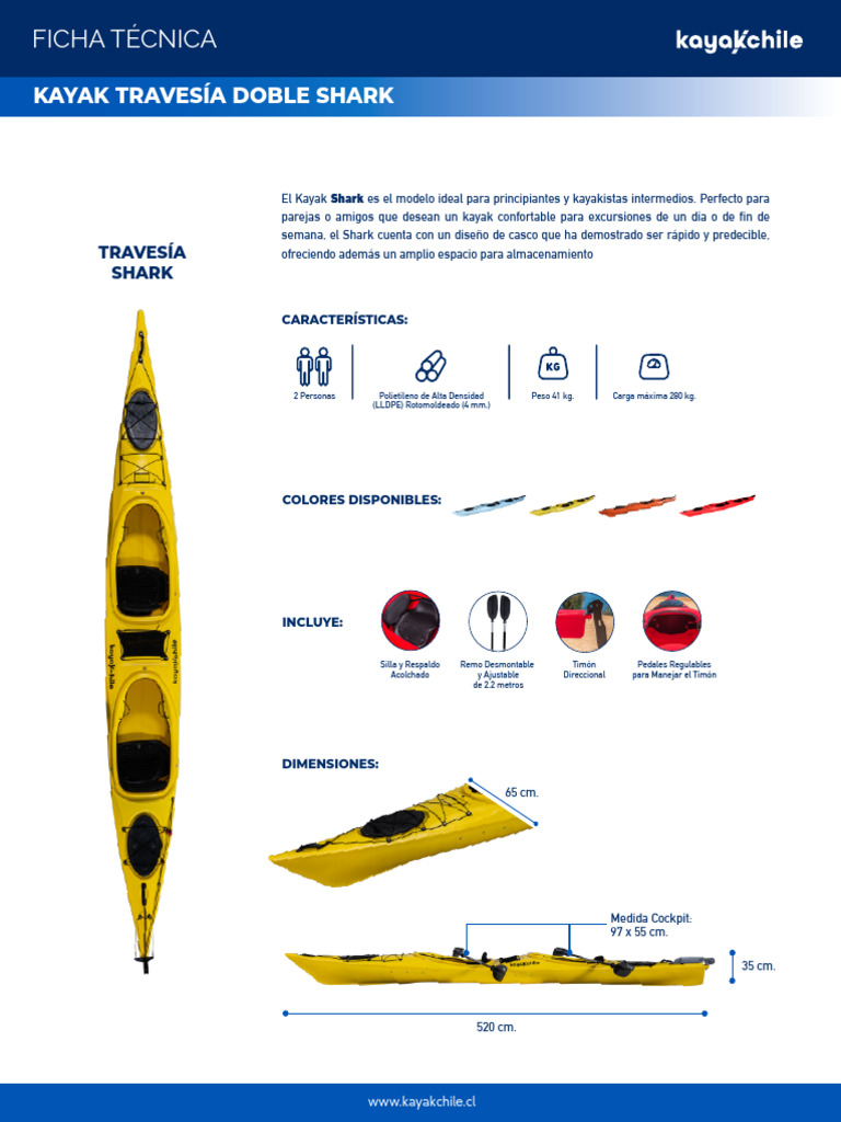 Kayak Doble Shark: Ideal para Excursiones | PDF | Kayac | Timón