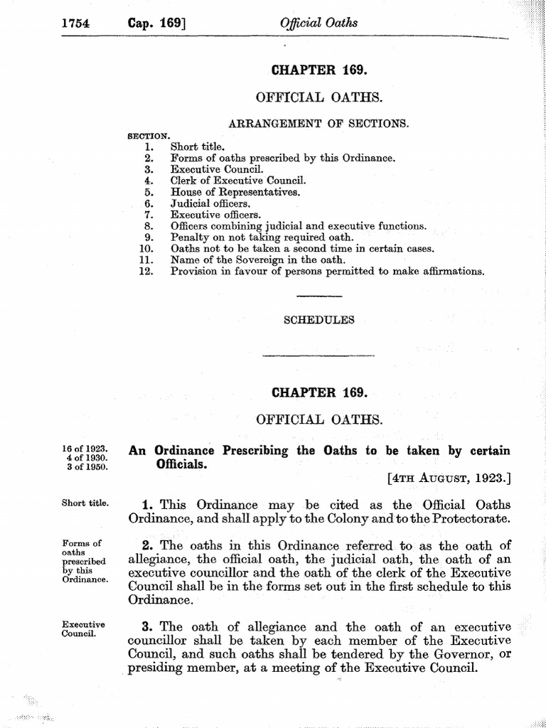 Official Oaths Ordinance Cap 169 of The Laws of Si - 250204 - 101934 | PDF | Oath Of Office ...