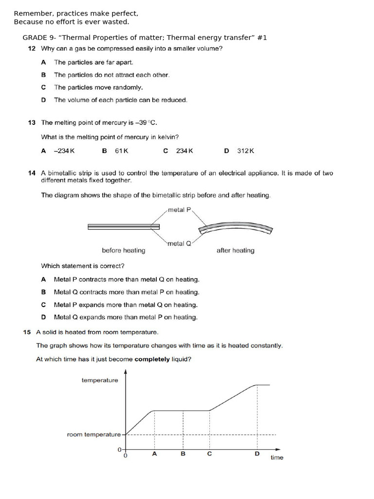Thermal Properties of Matter Thermal Energy Transfer | PDF