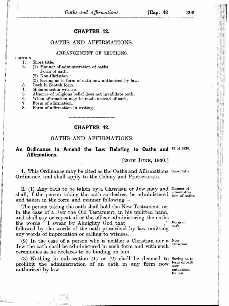 Cap 42 | PDF | Oath | Perjury