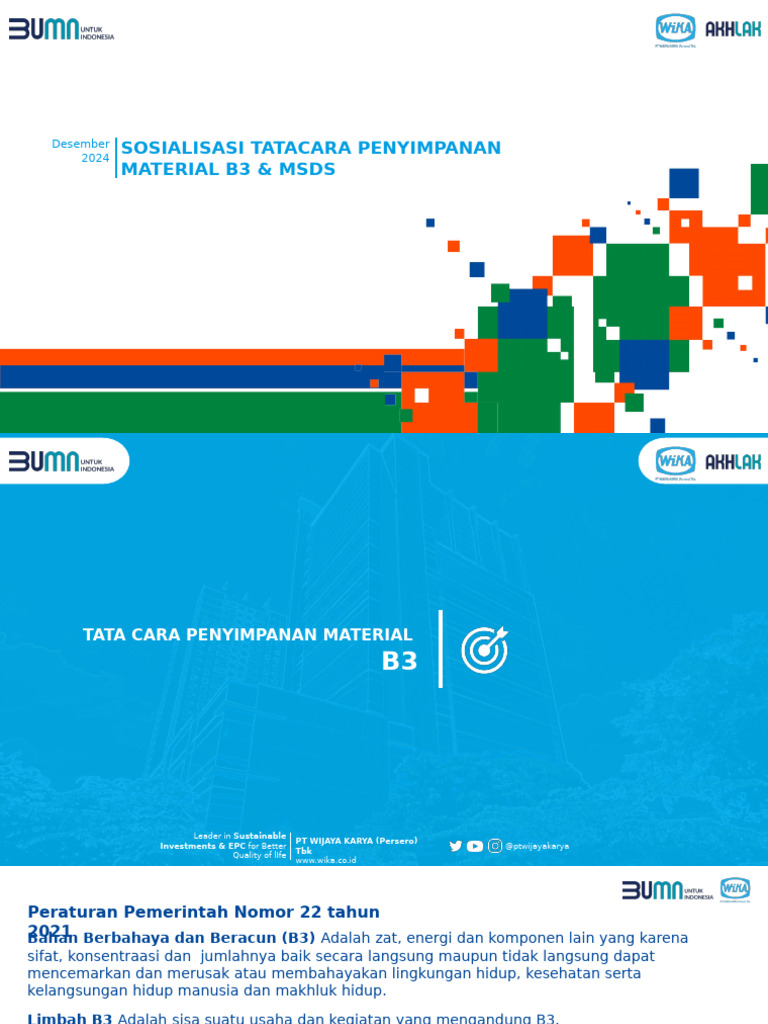 Sosialisasi - MSDS & IK Penanganan B3 Dan Tata Cara Penyimpanan B3 | PDF