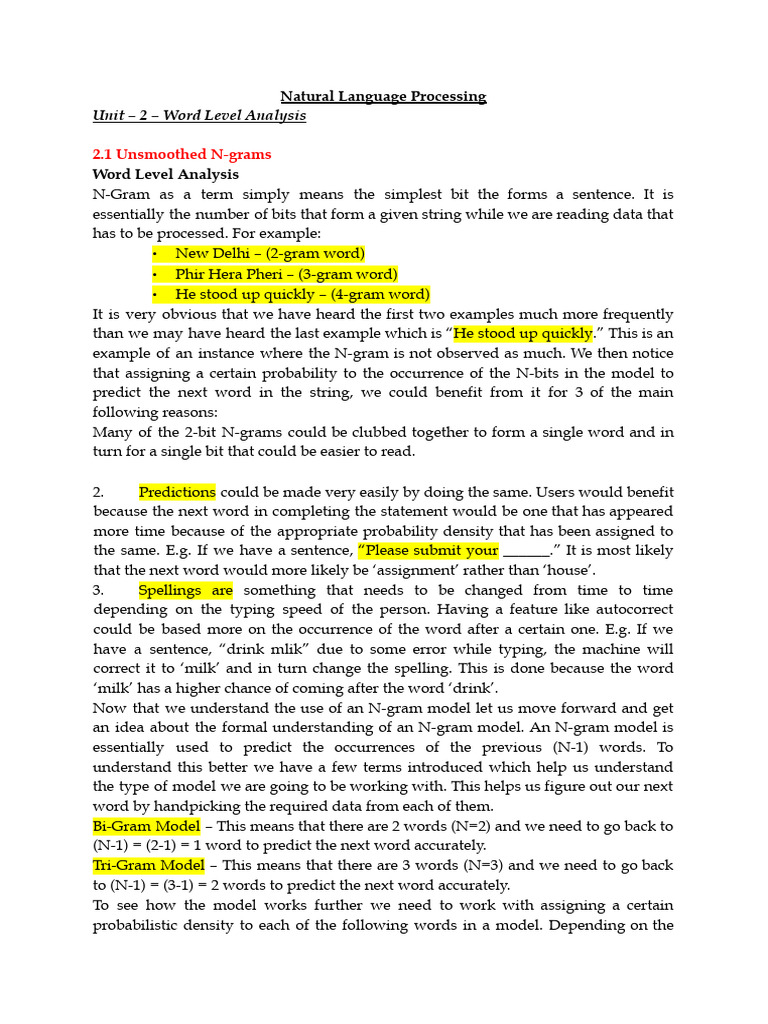 Natural Language Processing - Notes - Unit 2 | PDF | Part Of Speech ...