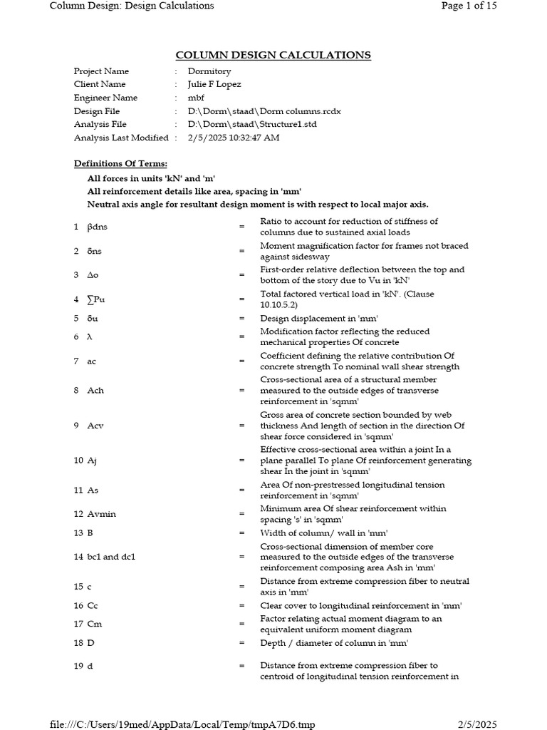 Column Design Calculation | PDF | Bending | Beam (Structure)