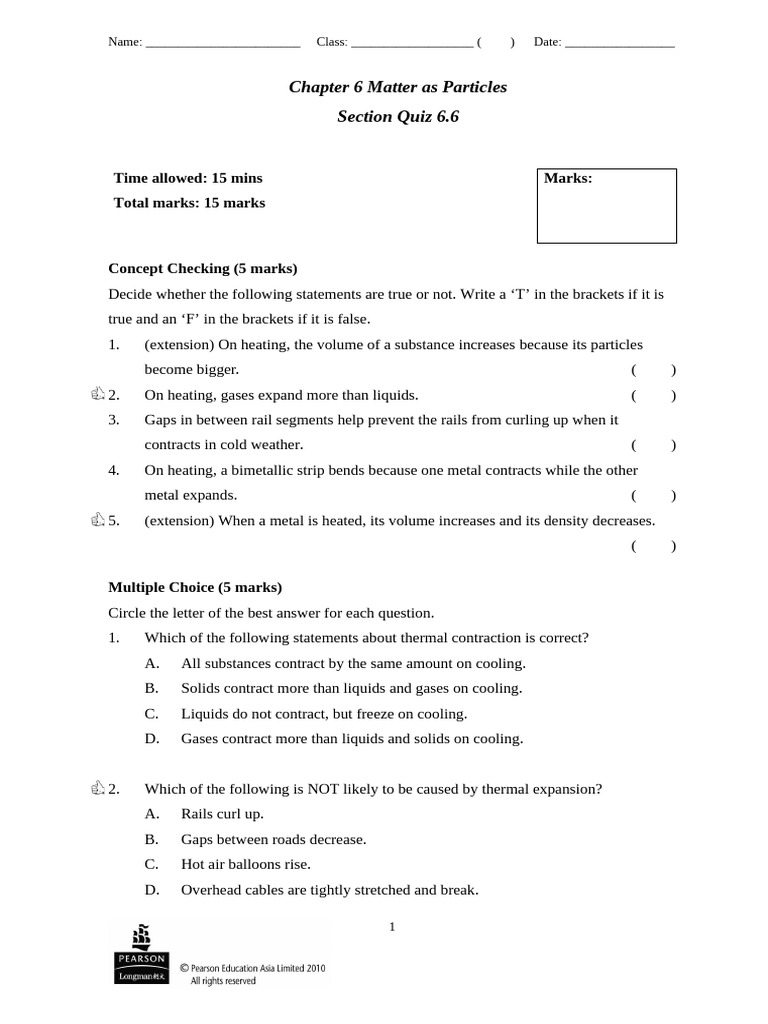 Section Quiz_6.6e | PDF | Thermostat | Thermal Expansion