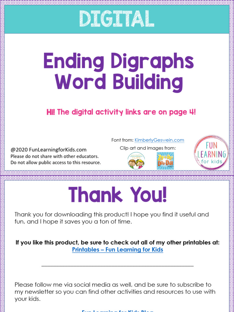 Digital Ending Digraphs Activity | PDF | Computing | World Wide Web