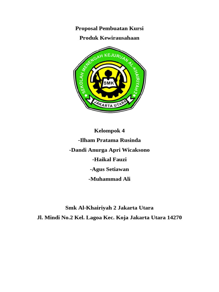 Proposal Pembuatan Kursi Completed | PDF